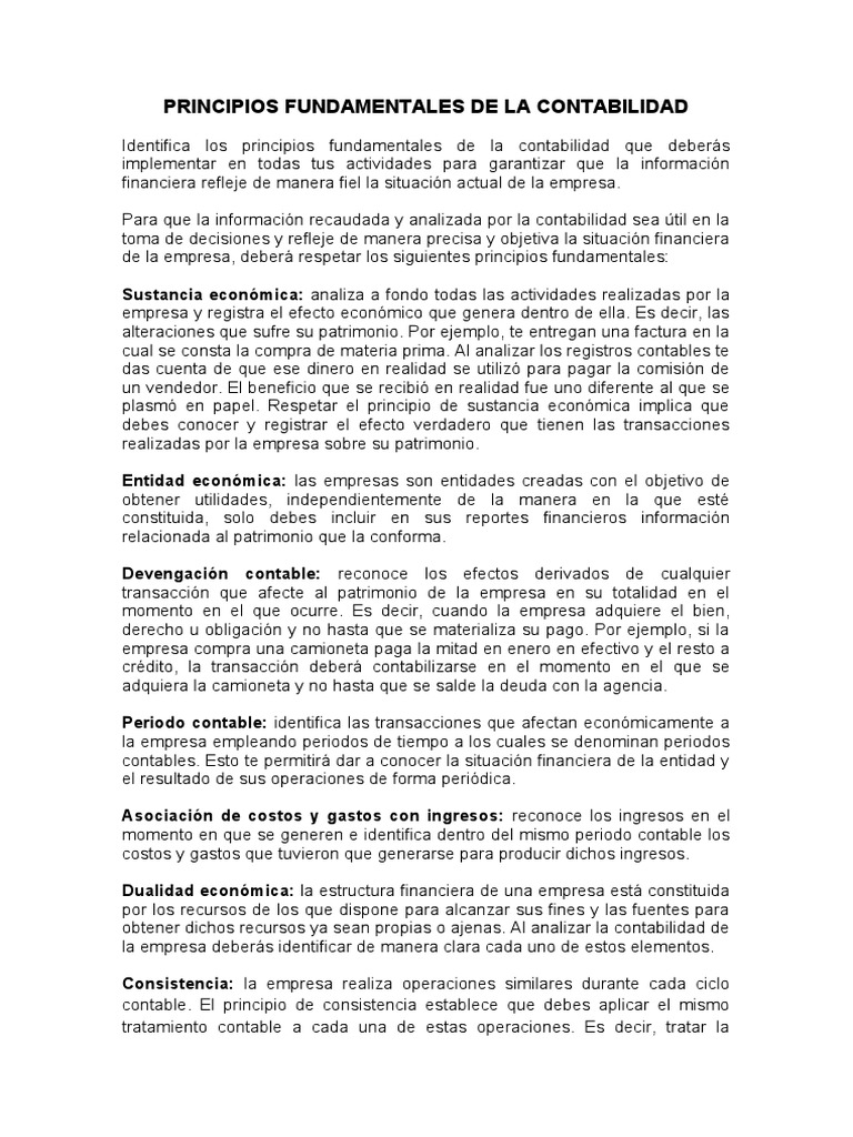 Principios Fundamentales de La Contabilidad | PDF | Empresas | Contabilidad