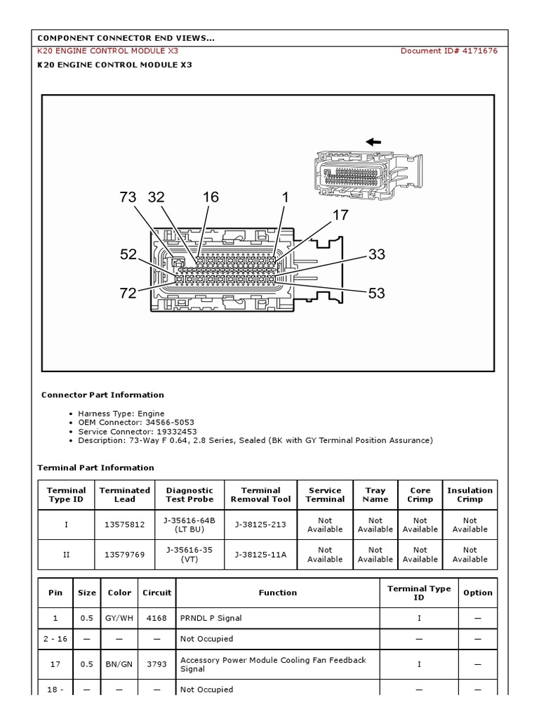 K20 Engine Control Module X3 Document ID# 4171676 | PDF | Electrical ...