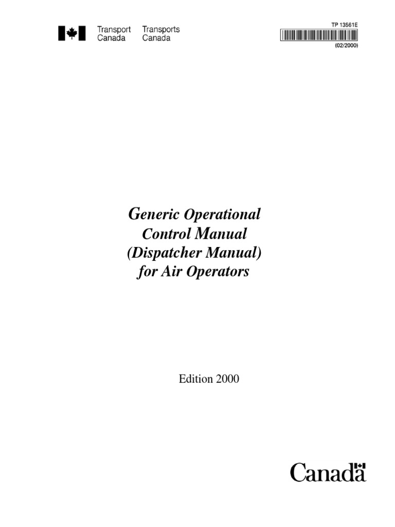 Eneric Operational Control Anual (Dispatcher Manual) For Air Operators ...
