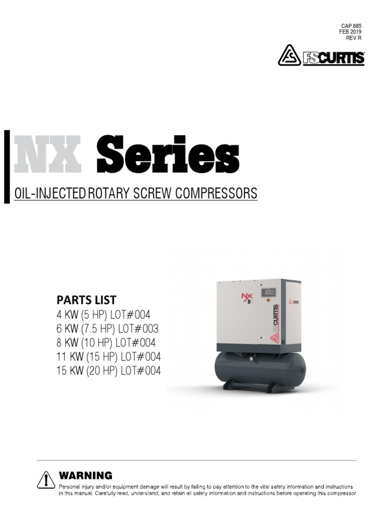 Curtis NXB 5 Through 15 HP Compressor Parts List | PDF | Tools | Plumbing