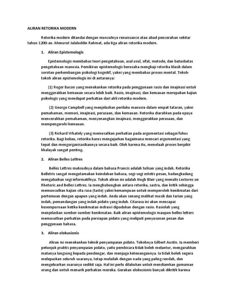 Aliran Retorika Modern | PDF | Ilmu Sosial | Seni & Disiplin Bahasa