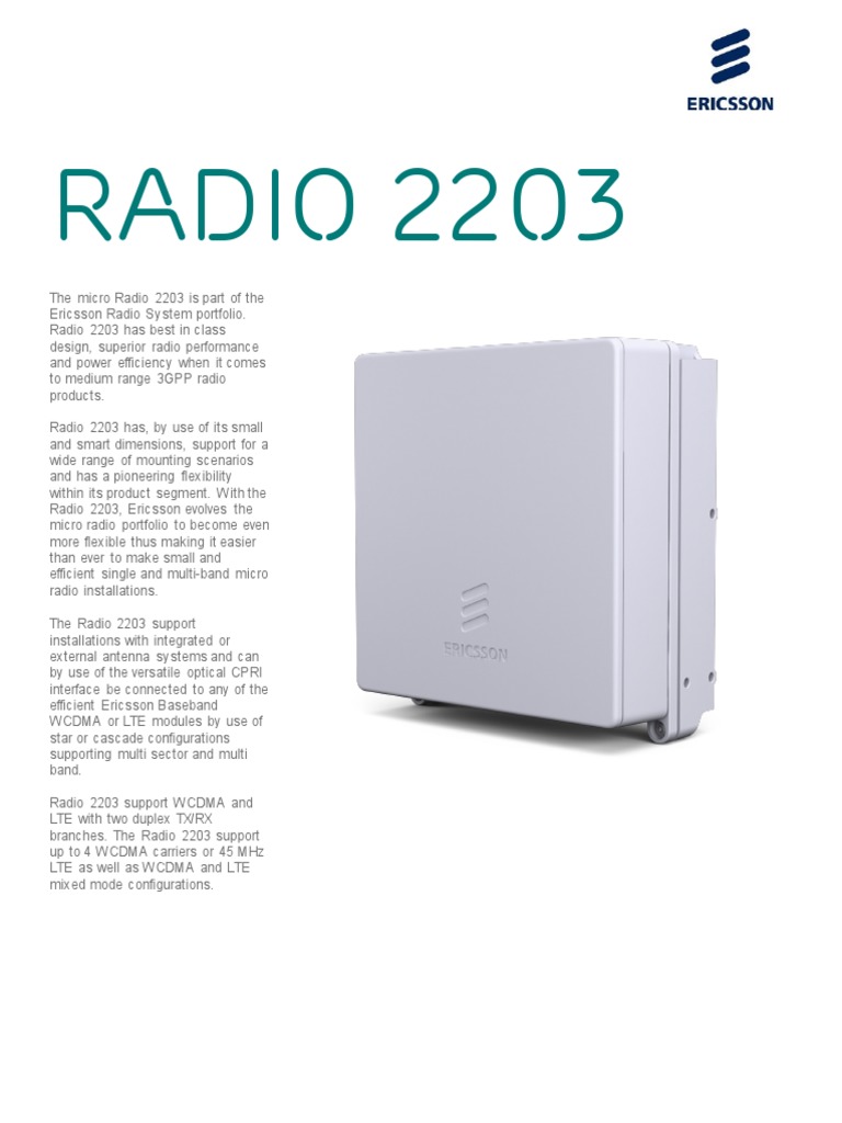 Radio 2203 Datasheet | PDF | Radio | Lte (Telecommunication)