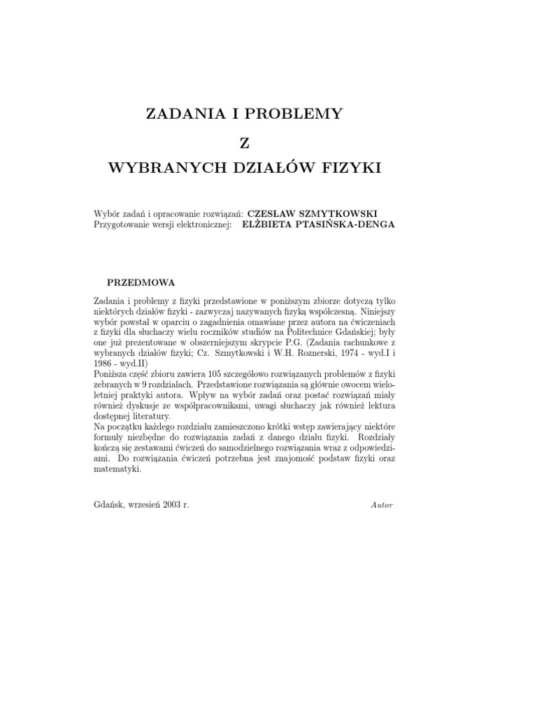 Zbior Zadan Z Fizyki CZ II | PDF