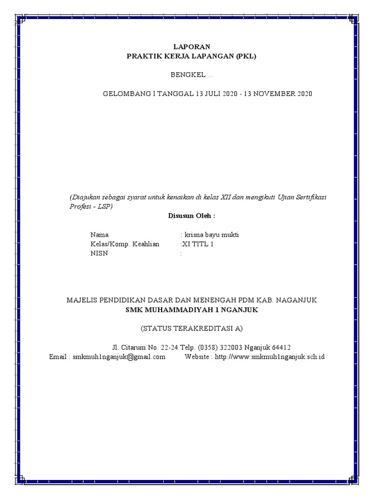 FORMAT LAPORAN PKL - Krisna | PDF