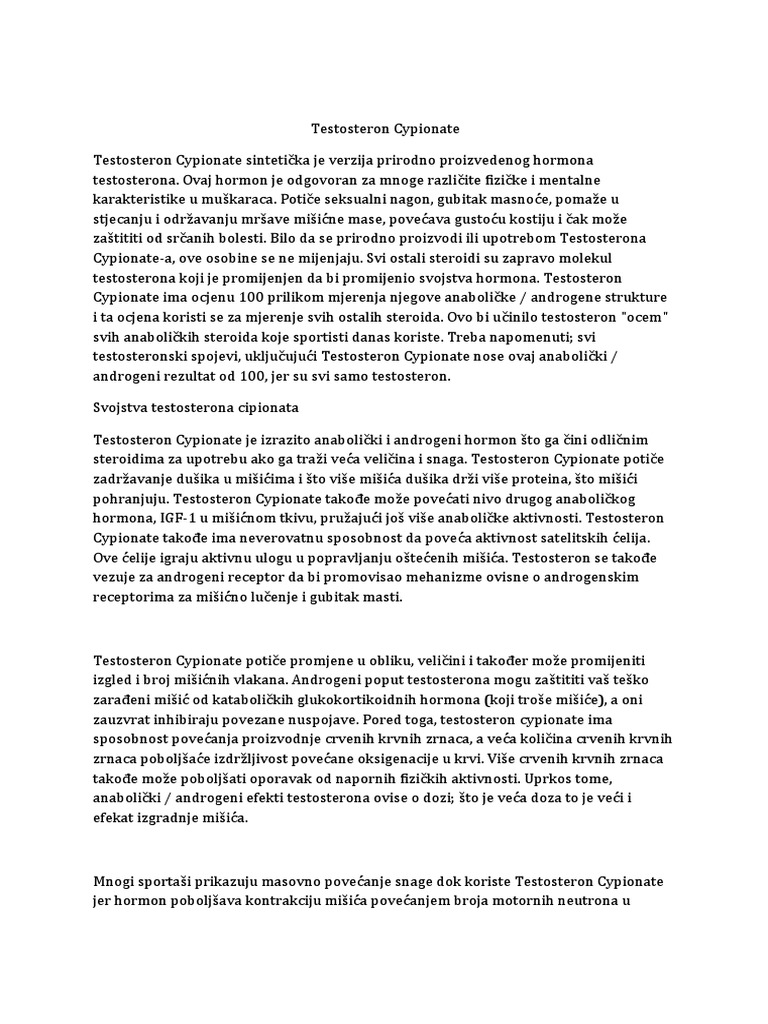 Testosteron Cypionate - Sve Sto Treba Da Znate | PDF Testosteron Cypionate - Sve Sto Treba Da Znate | PDF