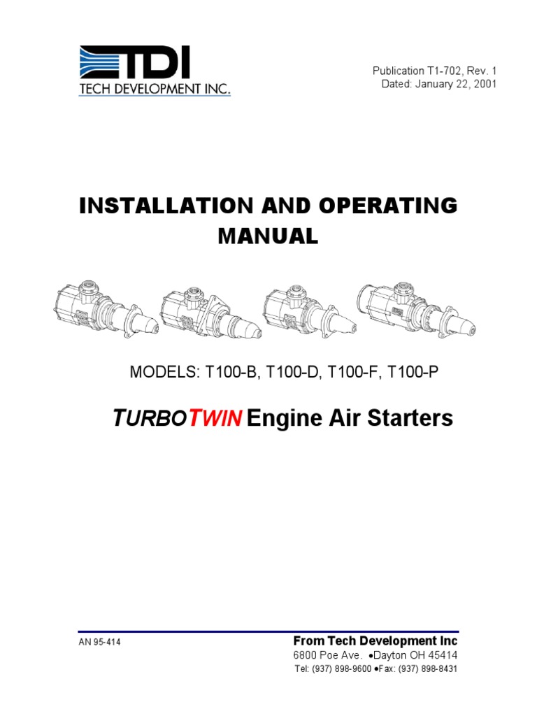Installation and Operating Manual: Engine Air Starters | PDF ...