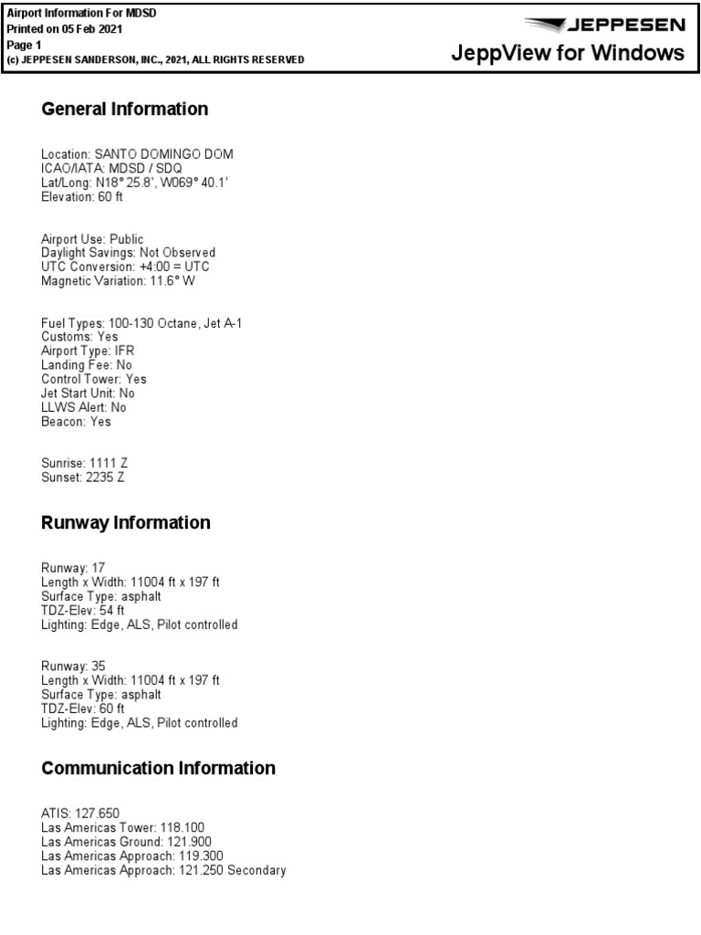 Jeppview For Windows: General Information General Information | PDF | Runway | Airport