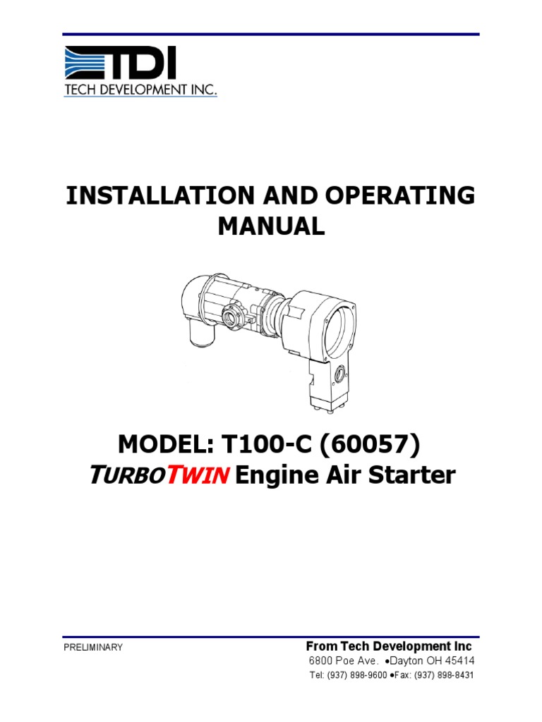 Installation and Operating Manual for the T100-C (60057) TurboTwin ...