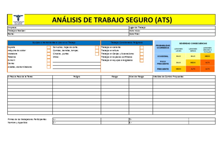 Formato ATS para Análisis de Trabajo Seguro | PDF