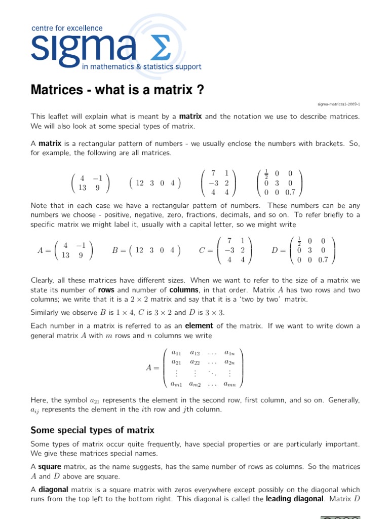 Sigma Matrices1 2009 1 | PDF | Matrix (Mathematics) | Linear Algebra
