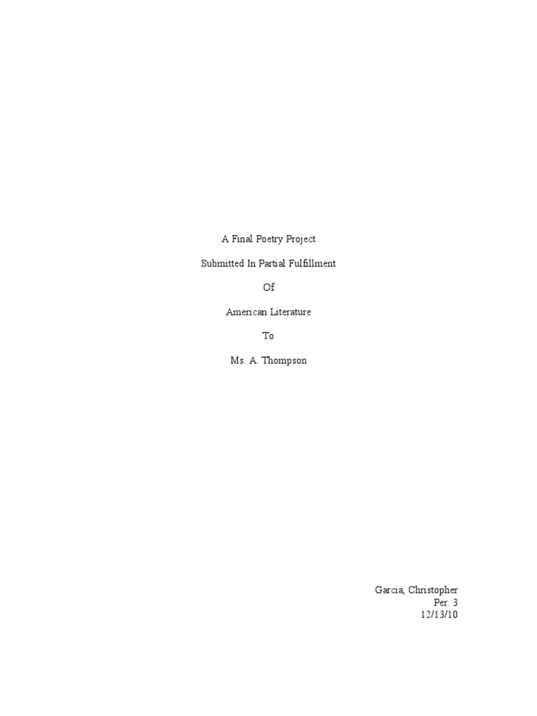 A Final Poetry Project | PDF