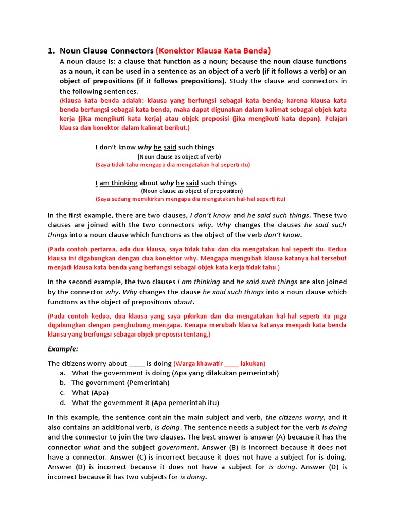 Noun Clause Connectors | PDF | Verb | Clause
