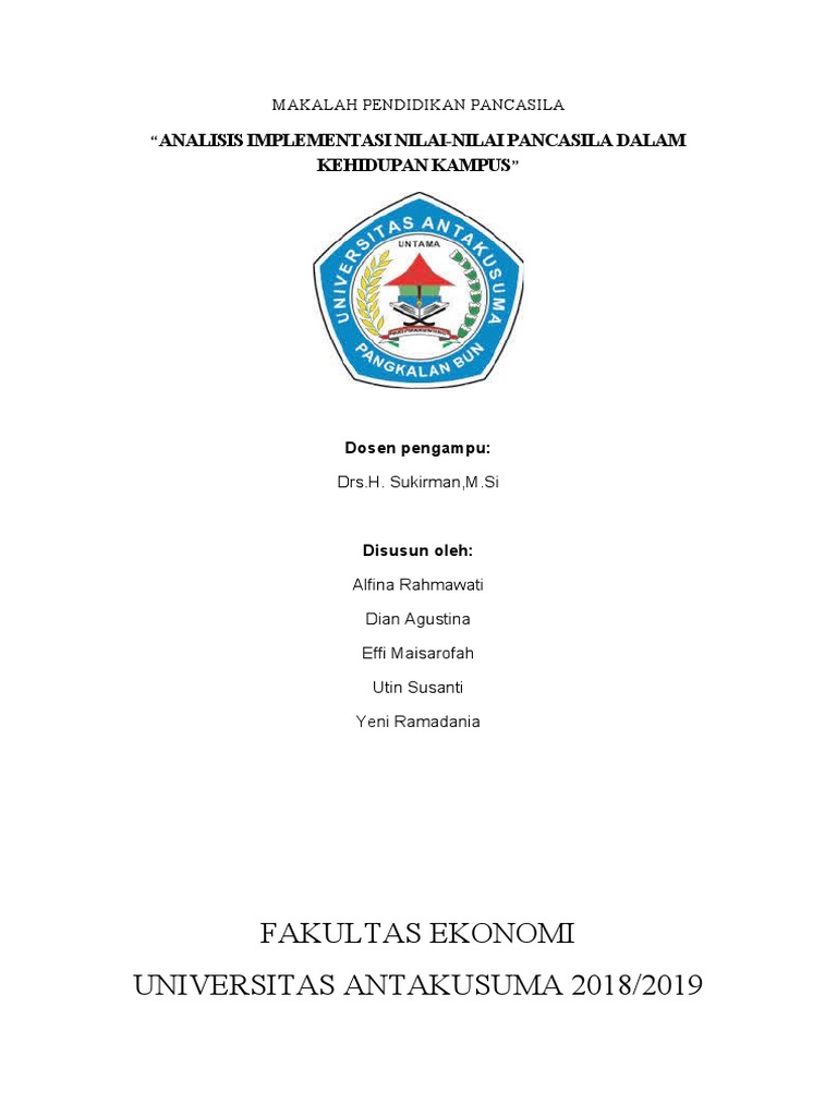 Implementasi Nilai-Nilai Pancasila dalam Kehidupan Kampus | PDF