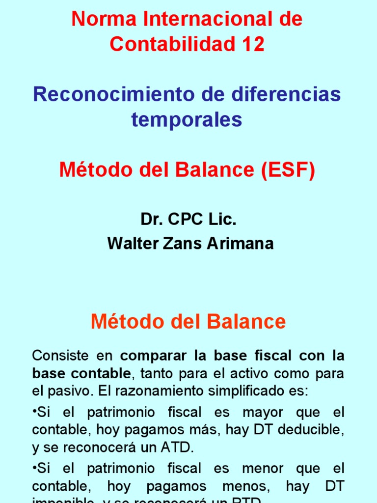 NIC 12 - Método Balance | PDF | Finanzas y dinero