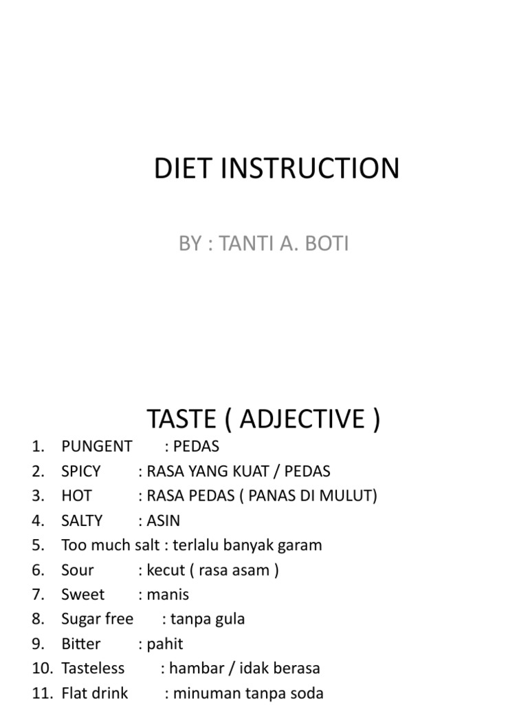 Diet Instructions for Healthy Eating | PDF | Curry | Dieting