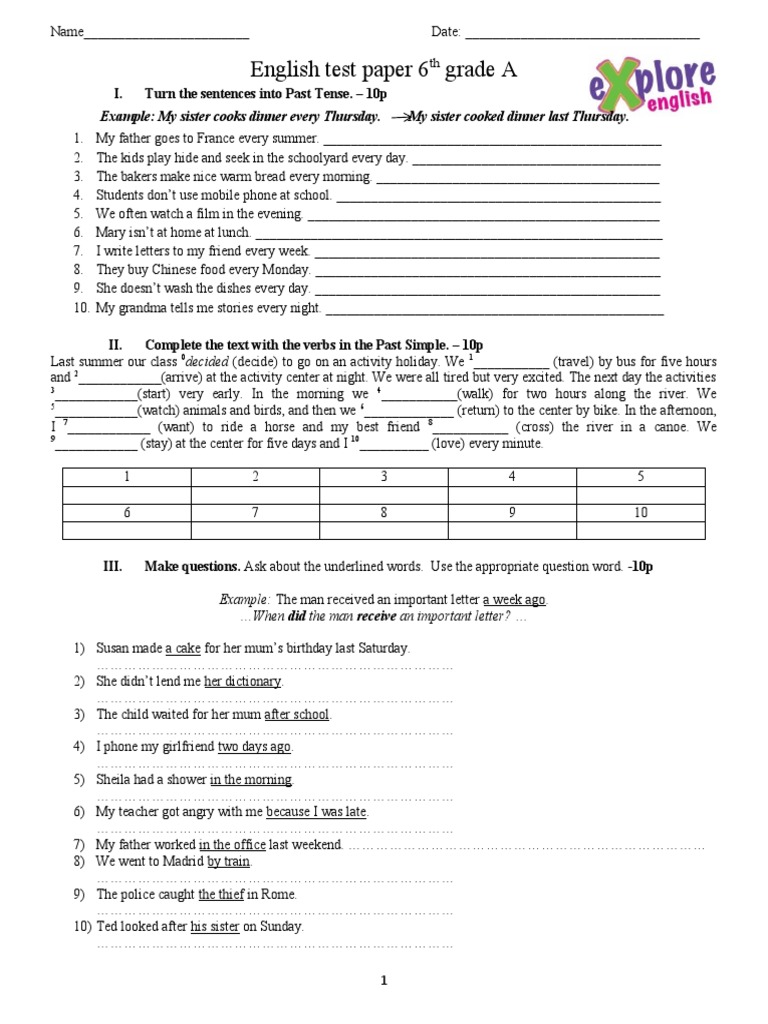English Test Paper 6 Grade A | PDF | Charlie Chaplin