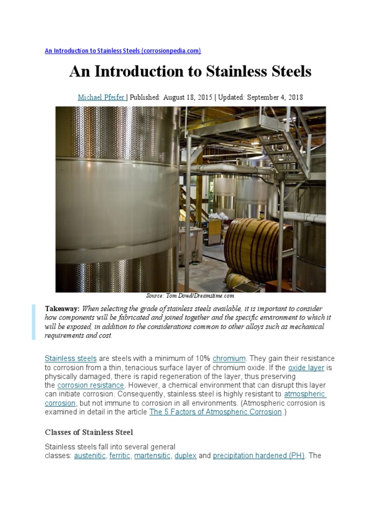 An Introduction To Stainless Steels | PDF | Stainless Steel | Steel