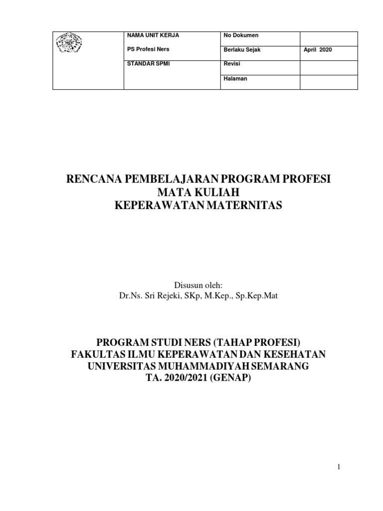 Rps Maternitas Genap 20202021 | PDF | Karier & Perkembangan | Sains & Matematika