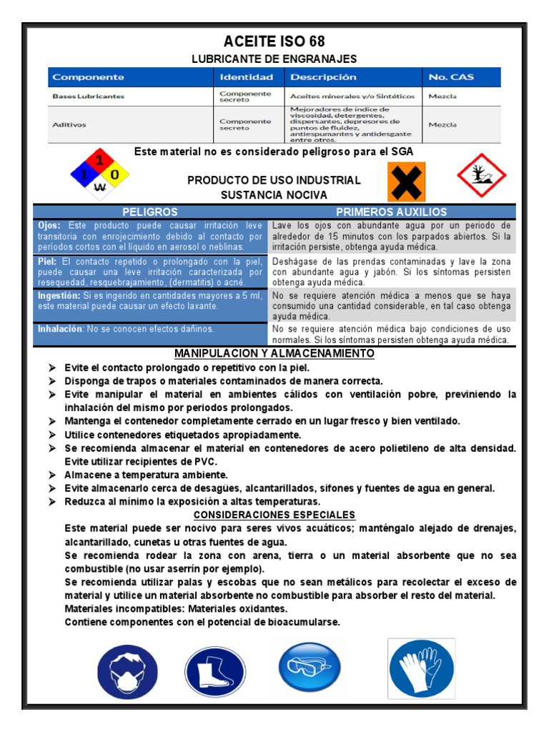 Ficha Tecnica Aceite ISO 68 | PDF | Agua | Materiales