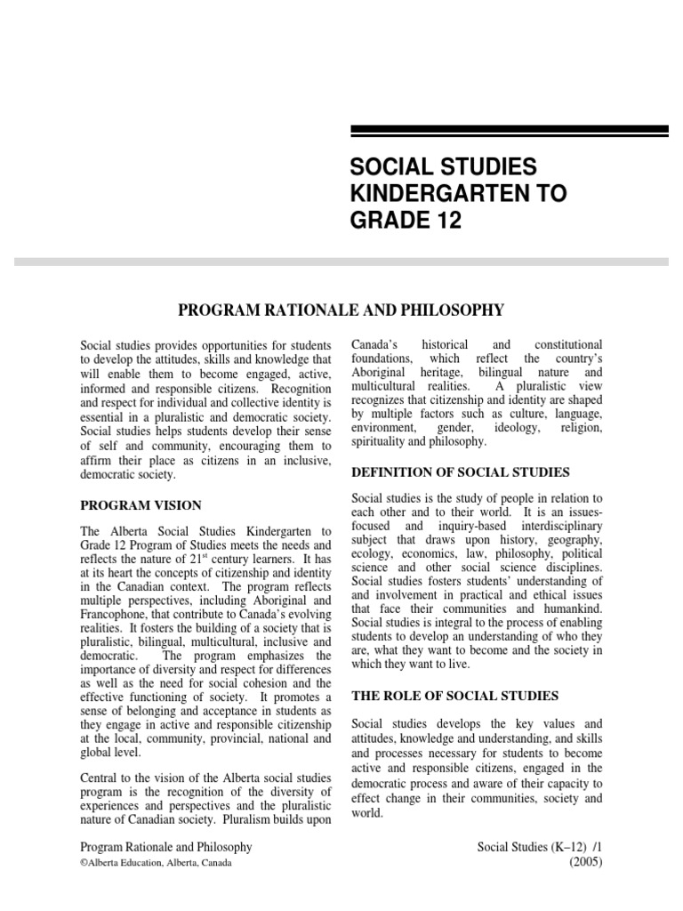 Alberta Social Studies Curriculum K-12 | PDF | Critical Thinking ...