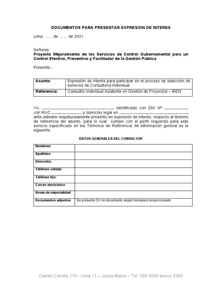 Formato - de - Expresion - de - Interes - Asistente en Gestión de ...