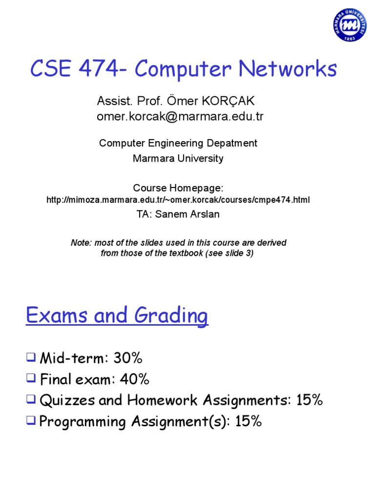 CSE 474 Computer Networks Course Homepage: An Introduction to Network ...