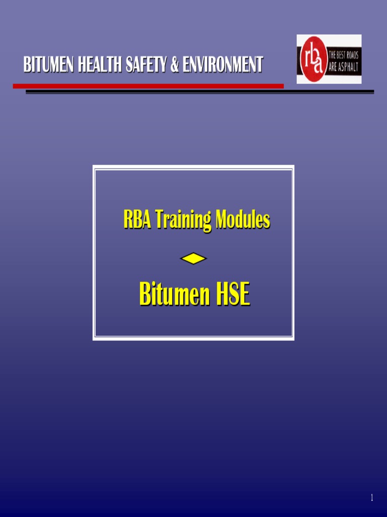 RBA Training Bitumen HSE 20may2003 | PDF | Asphalt | Personal ...