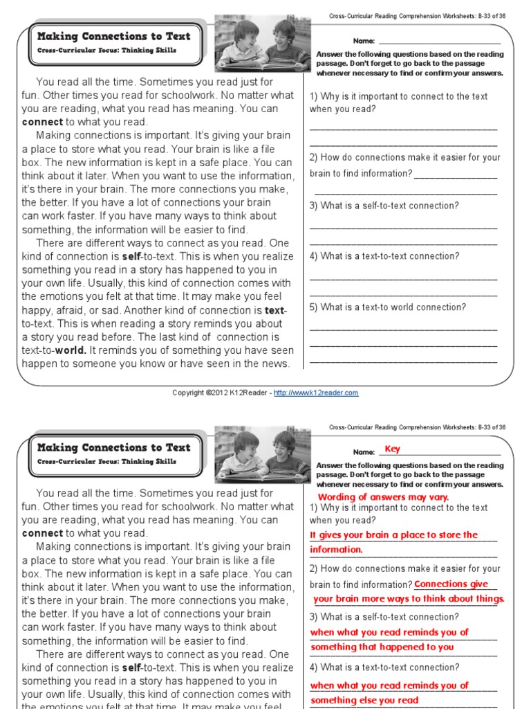 Cross Curricular Reading Comprehension Worksheets The Big Picture