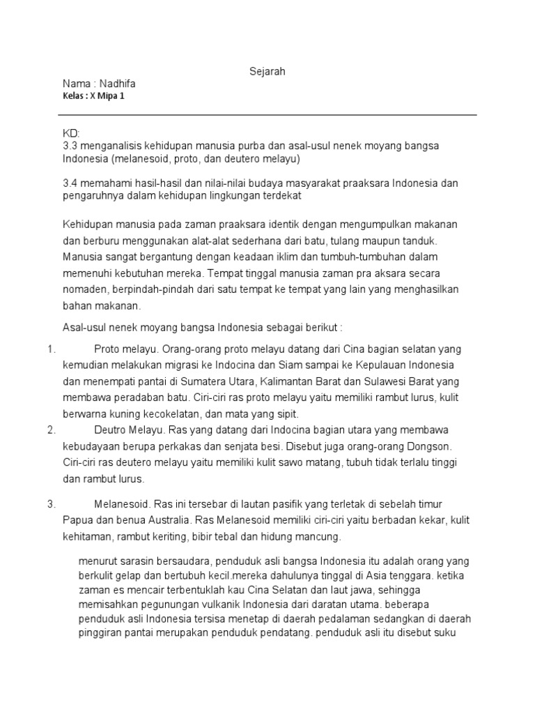 3.3 Menganalisis Kehidupan Manusia Purba Dan Asal-Usul Nenek Moyang ...