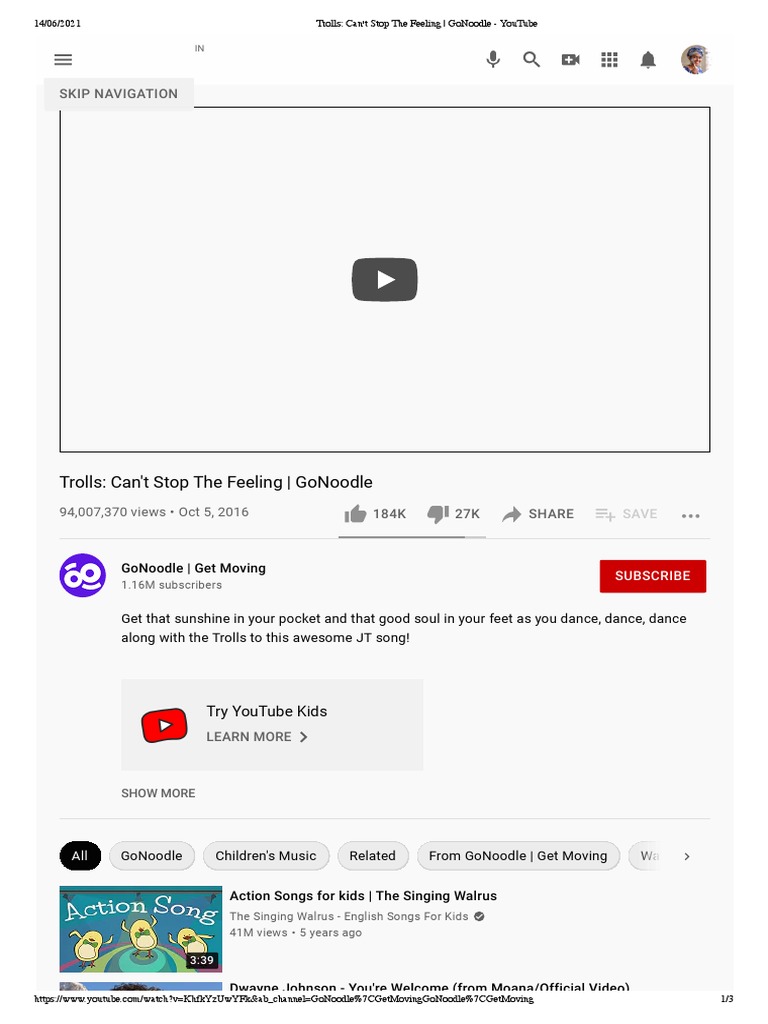 Trolls - Can't Stop The Feeling - GoNoodle - YouTube | PDF ...