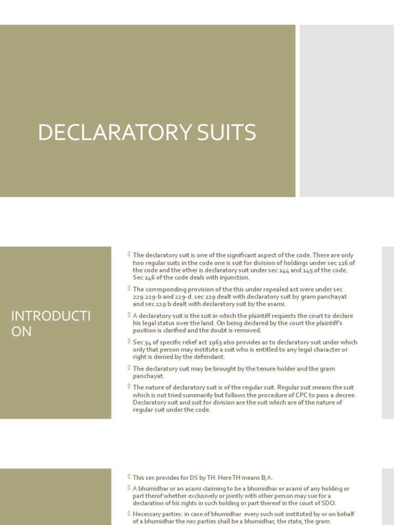 Declaratory Suits | PDF | Declaratory Judgment | Lawsuit