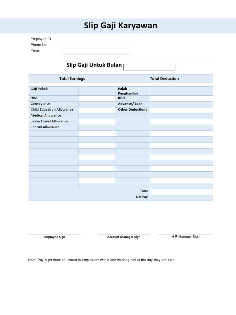 Gratis Contoh Slip Gaji Karyawan Sederhana Dalam Word | PDF