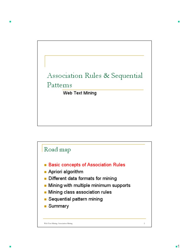 Association Rules & Sequential Patterns: Road Map | PDF | Data | Theoretical Computer Science