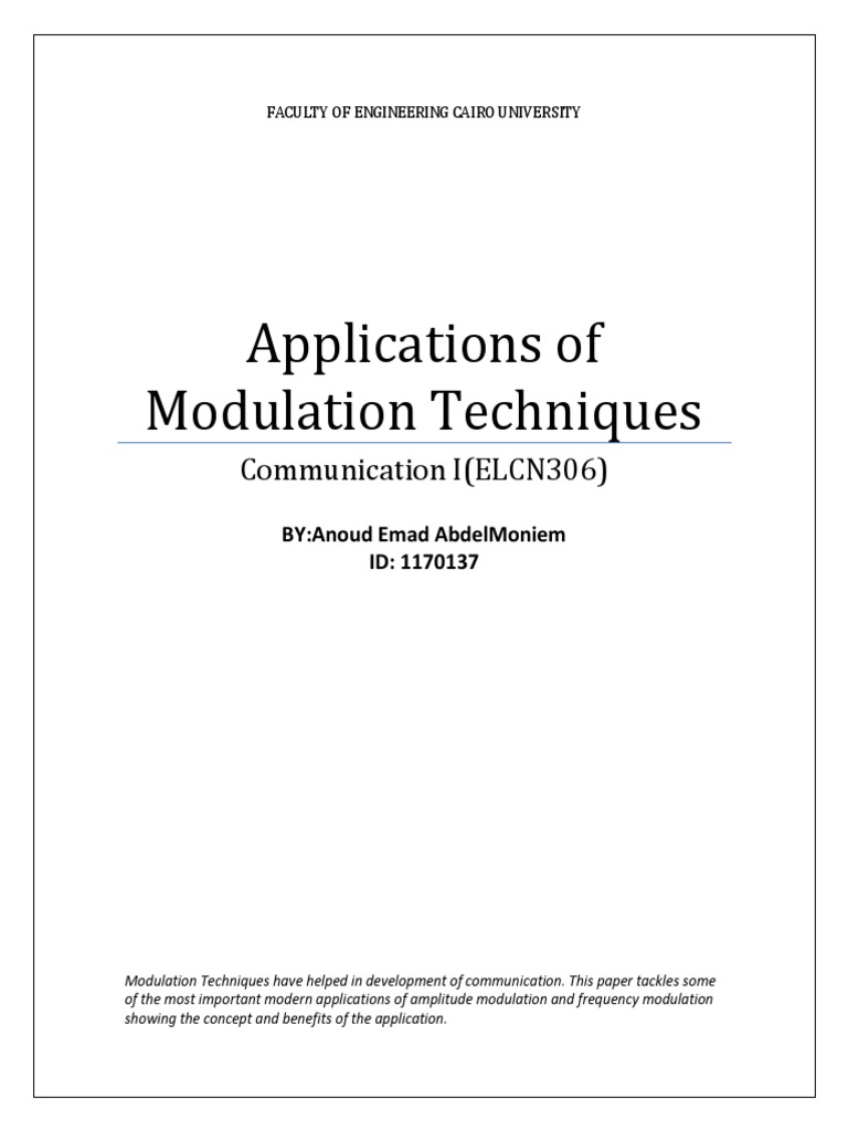 Applications of Modulation Techniques | PDF | Multiplexing | Frequency ...
