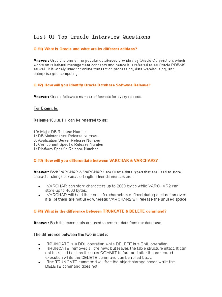 Essential Oracle Interview Questions | PDF | Pl/Sql | Backup