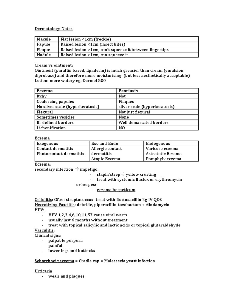 General Dermatology Notes | PDF | Dermatitis | Melanoma