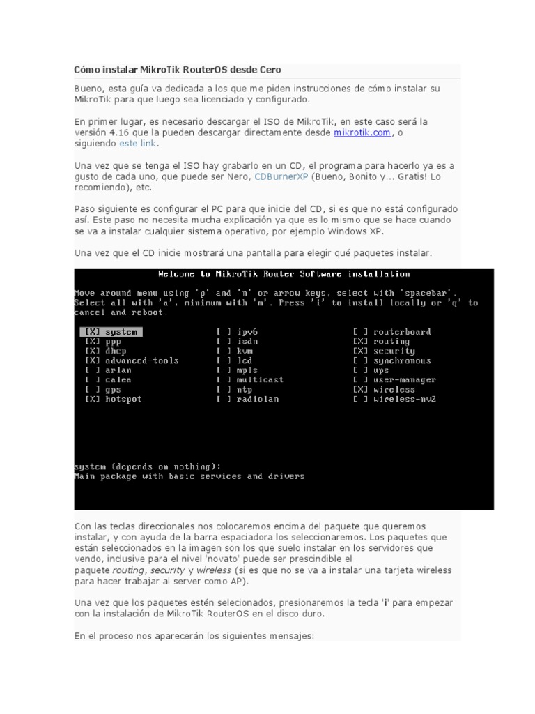 1 - Cómo Instalar MikroTik RouterOS Desde Cero | PDF | Controlador de ...