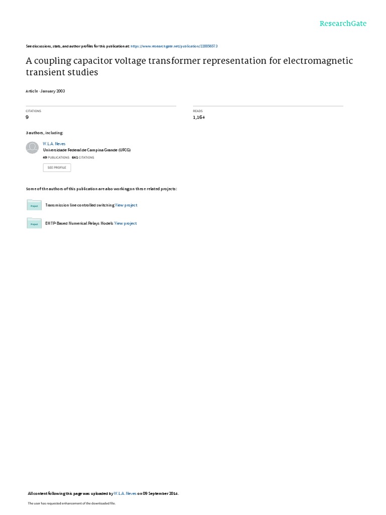 A Coupling Capacitor Voltage Transformer Represent | PDF | Inductance ...
