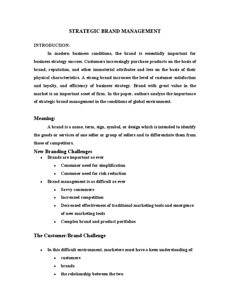 Importance of Strategic Brand Management | PDF | Brand | Brand Management