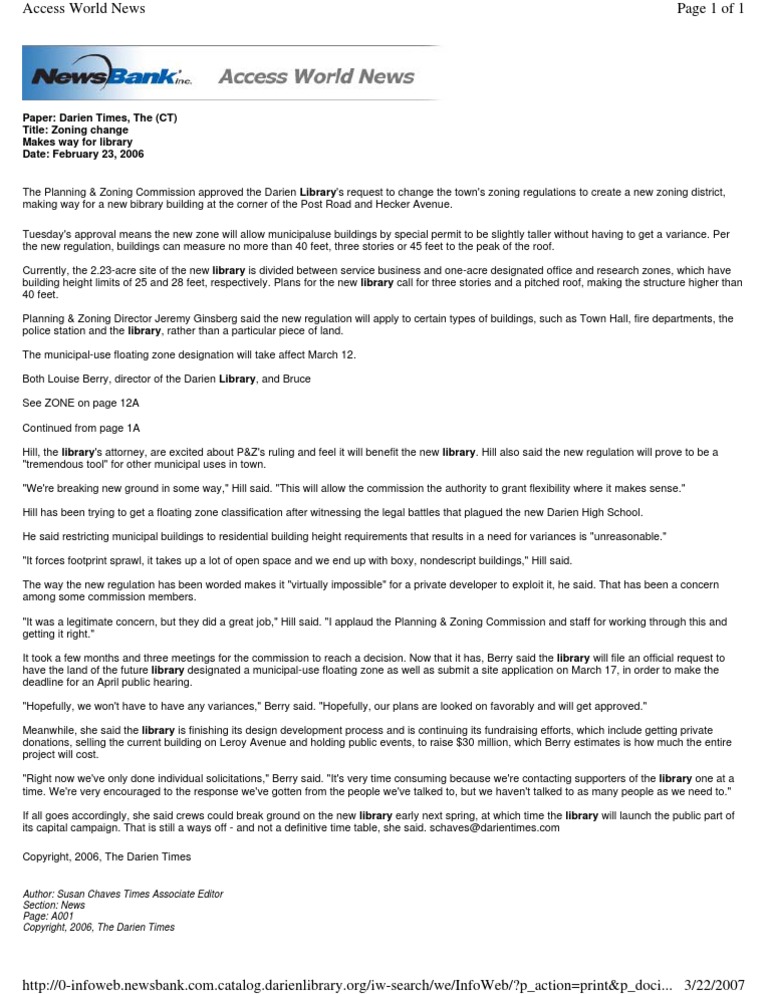 Zoning Change: Makes Way For Library | PDF | Zoning | Libraries