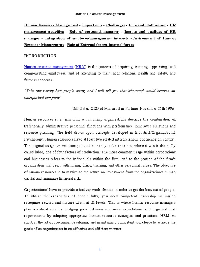 Introduction Human Resource Management | PDF | Human Resource ...