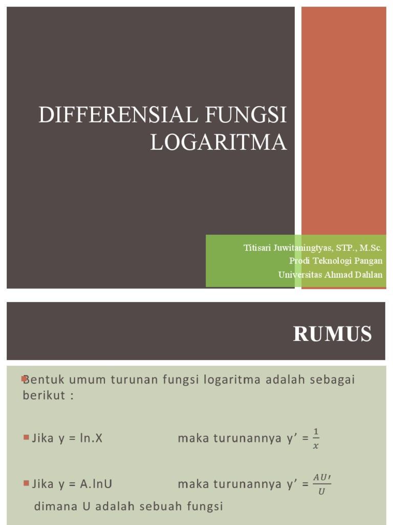 Deferensial Fungsi Logaritma | PDF