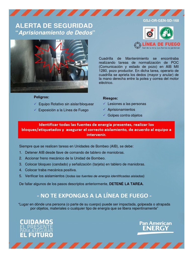 2016-08 Alerta - GSJ-OR-GEN-SD-168 - Aprisionamiento Dedos Entre Polea ...