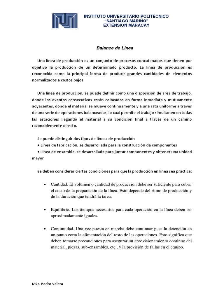 Balanceo de líneas de producción: Métodos y objetivos | PDF | Jefe de ...