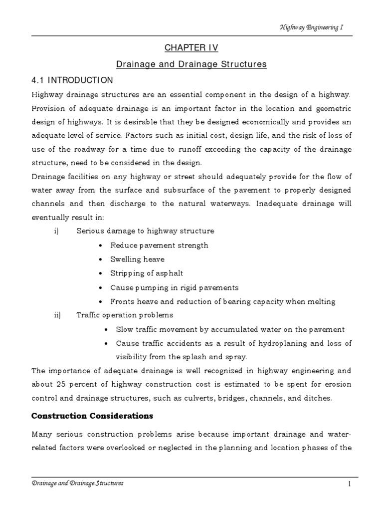 CH-4 Drainage and Drainage Structures HO | PDF | Flood | Drainage Basin