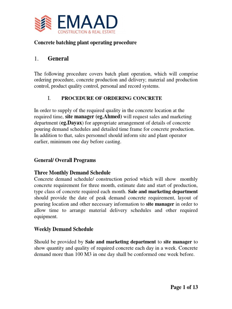 Concrete Batching Plant Operation Guide | PDF | Concrete | Civil ...