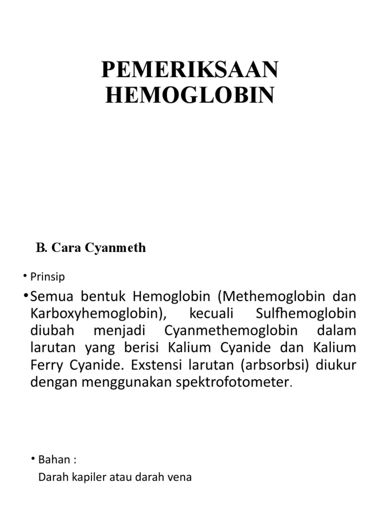 Metode Cyanmethemoglobin untuk Hb | PDF