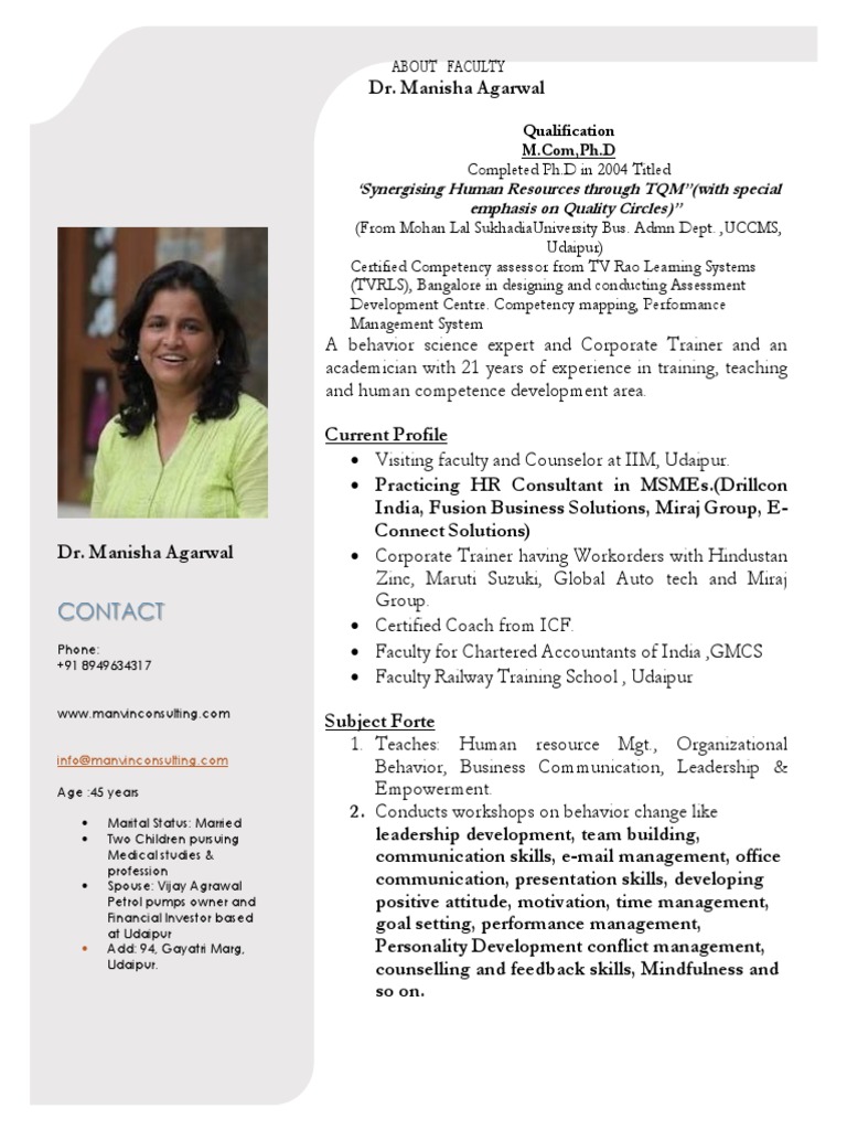 CV DR - Manisha Agarwal | PDF | Business