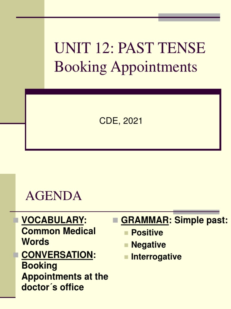 Unit 12: Past Tense Booking Appointments | Download Free PDF | Verb ...