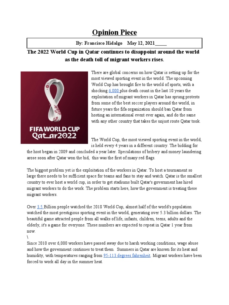 Opinion Piece Qatar World Cup | PDF | Sports